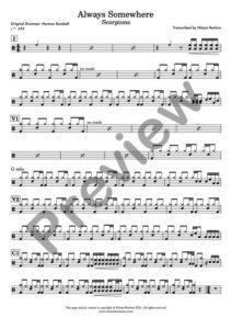 Drum Sheet Music - Scorpions - Always Somewhere